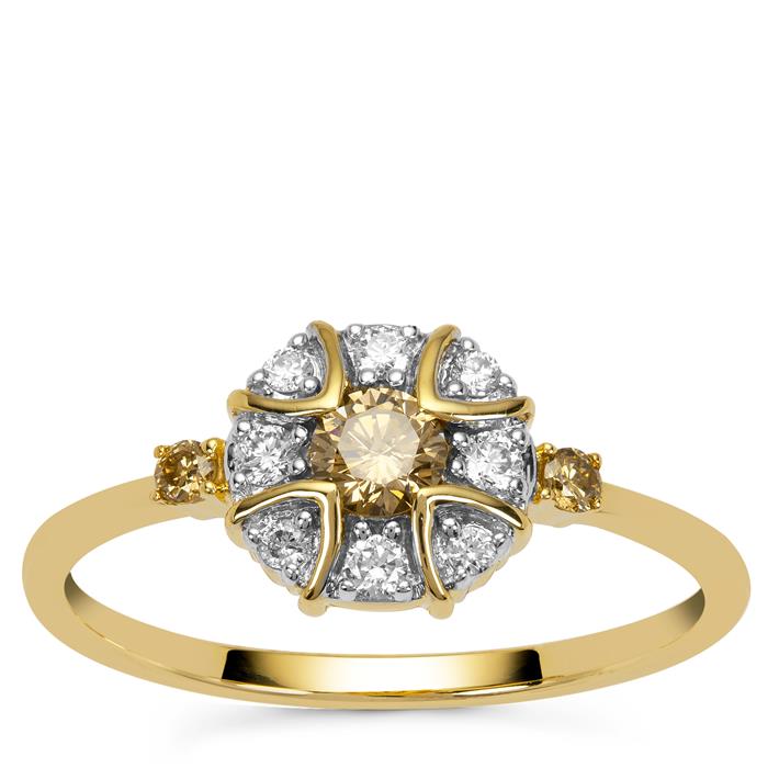 C7 Diamonds Ring with White Diamonds in 9K Gold 0.39cts | Gemporia