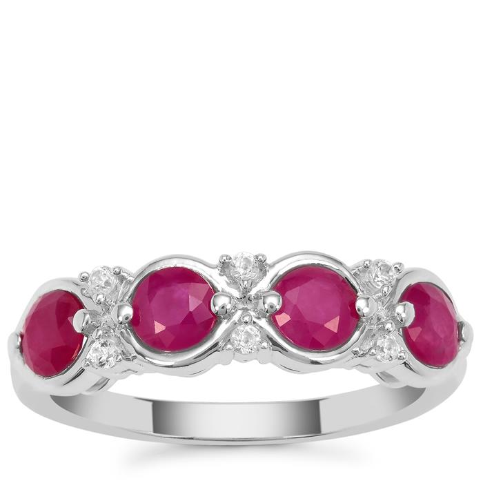 John Saul Ruby Ring with White Zircon in Sterling Silver 1.60cts | Gemporia