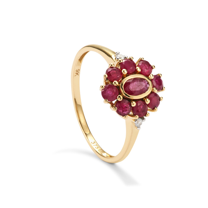 Burmese Ruby Ring with White Zircon in 9K Gold 1.21cts | Gemporia