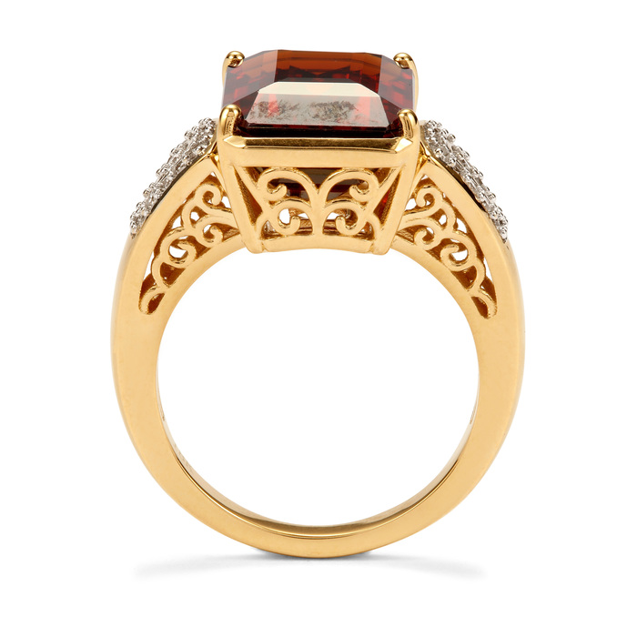 Natural Red Zircon Ring with Diamond in 18K Gold 12.70cts | Gemporia