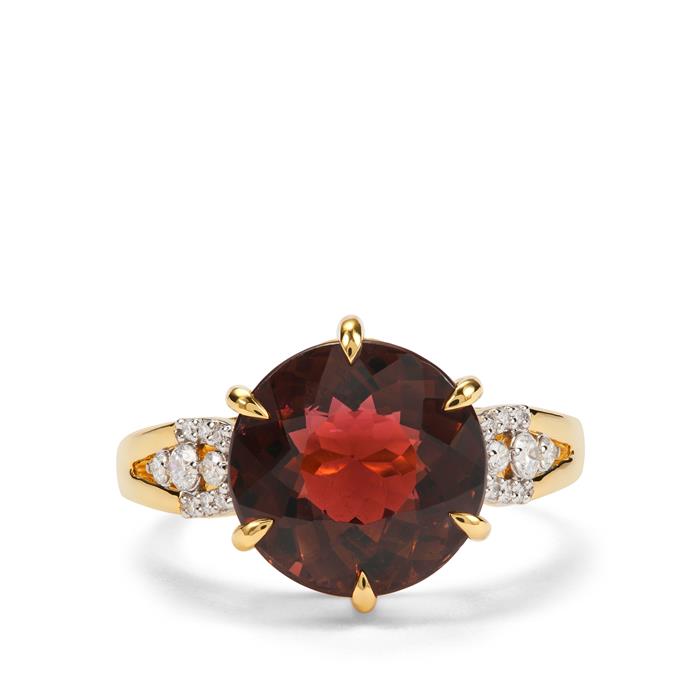 Congo Tourmaline Ring with White Diamond in 18K Gold 5.30cts | Gemporia