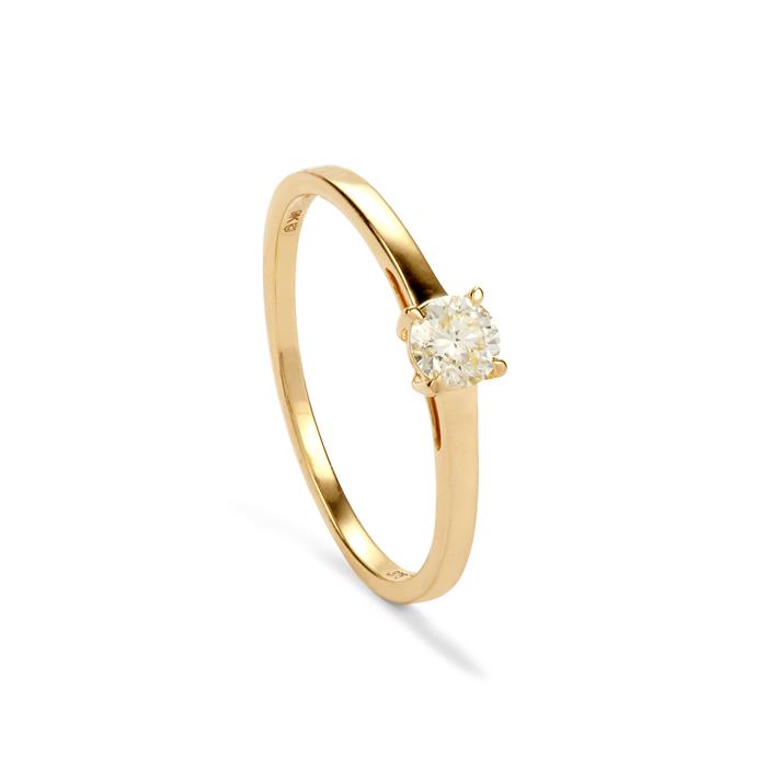 Ellendale Natural Yellow Diamond Ring in 9K Gold 0.31ct | Gemporia