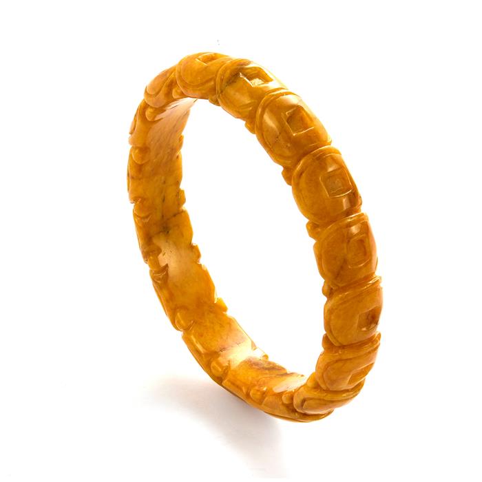 Burmese Yellow Jadeite Carved Bangle 200cts | Gemporia