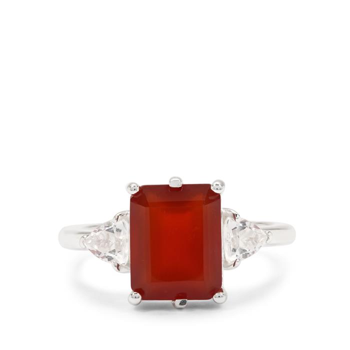 Red Onyx & Clear Quartz Sterling Silver Ring ATGW 4.75cts | Gemporia