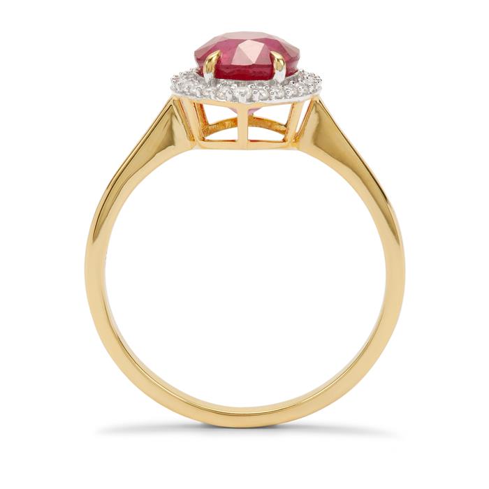 Bemainty Ruby Ring with White Zircon in 9K Gold 3cts | Gemporia