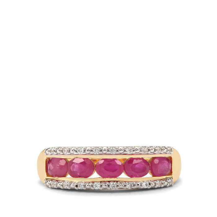 Burmese Ruby Ring with White Zircon in 9K Gold 0.97ct | Gemporia