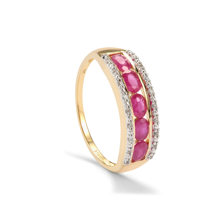 Burmese Ruby Ring with White Zircon in 9K Gold 0.97ct | Gemporia