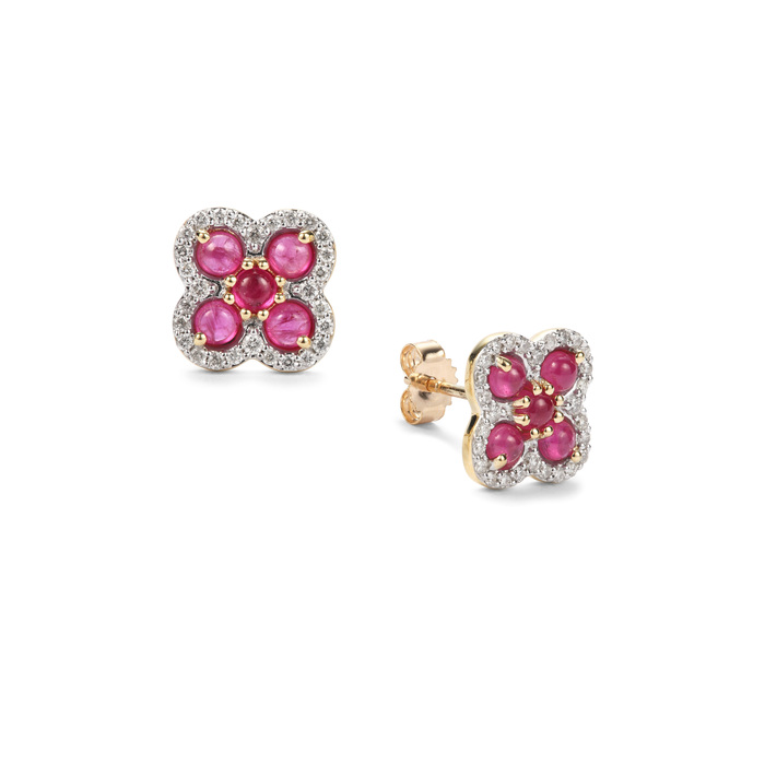 Greenland Ruby Earrings with Canadian Diamond in 9K Gold 1.33cts | Gemporia