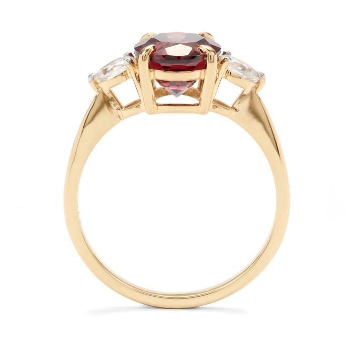 Red Zircon Ring with White Zircon in 9K Gold 4.17cts | Gemporia