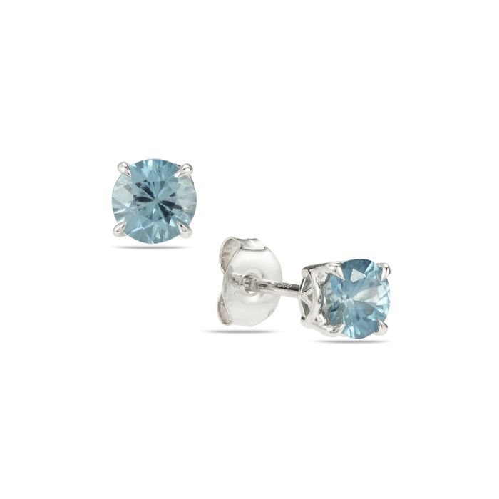 Ratanakiri Blue Zircon Earrings in Sterling Silver 1.64cts | Gemporia