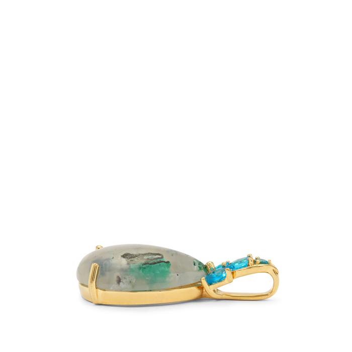 Blue Aquadite Pendant with Madagascan Blue Apatite in Gold Plated ...