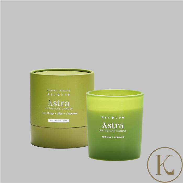Kimbie Home Astra August Birthstone Candle 200gm Sprinkled With Peridot | Gemporia