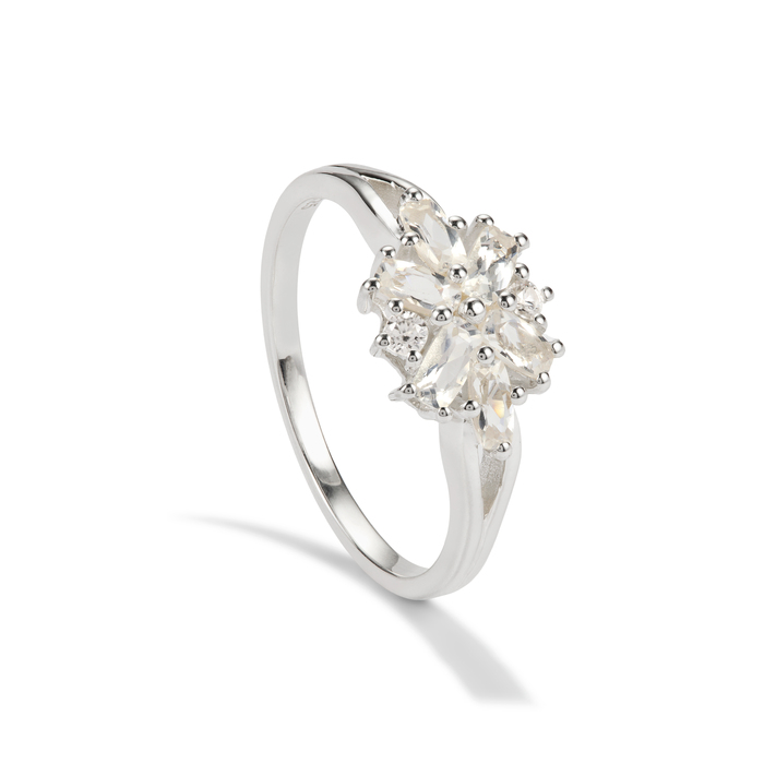 Itinga Petalite Ring with White Zircon in Sterling Silver 0.63ct | Gemporia