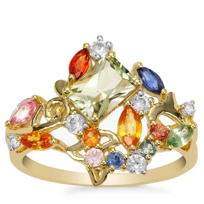 Csarite®, Multi-Colour Sapphire & White Zircon 9K Gold Ring ATGW 2 ...