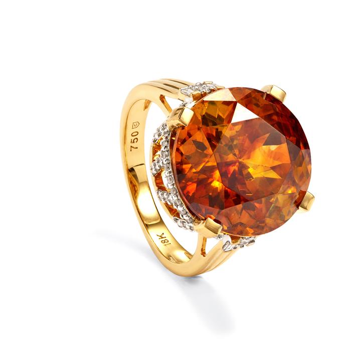 Sphalerite Ring with Diamond in 18K Gold 15.27cts | Gemporia
