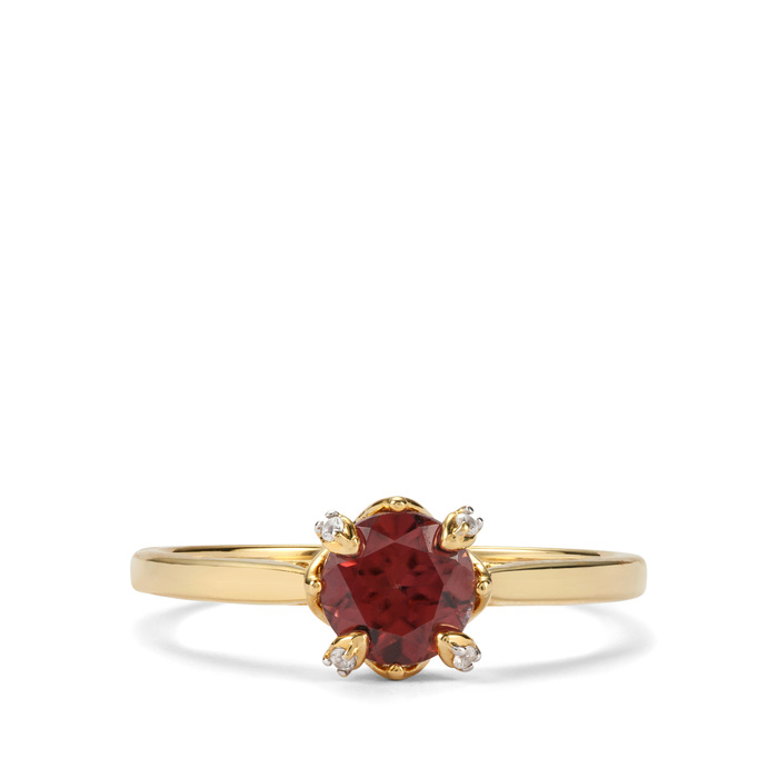 Red Zircon Ring with White Zircon in 9K Gold 1.29cts | Gemporia