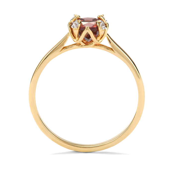 Red Zircon Ring with White Zircon in 9K Gold 1.29cts | Gemporia