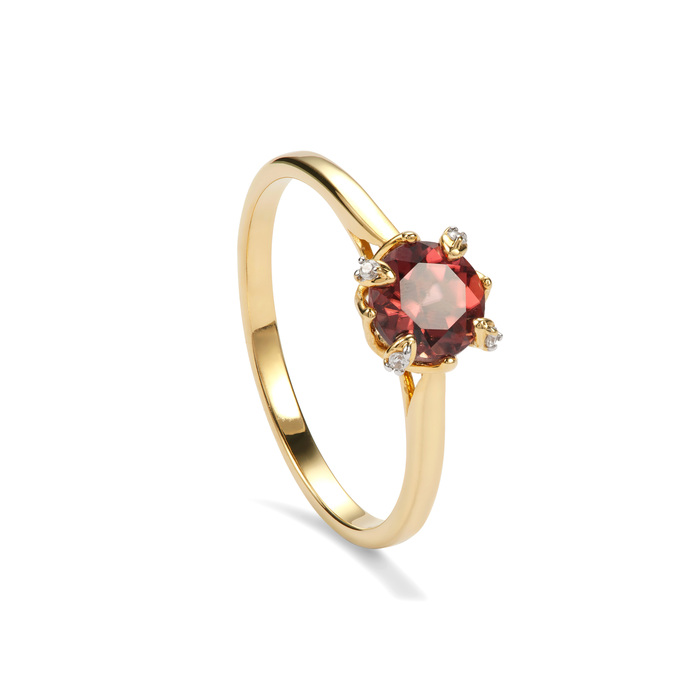 Red Zircon Ring with White Zircon in 9K Gold 1.29cts | Gemporia