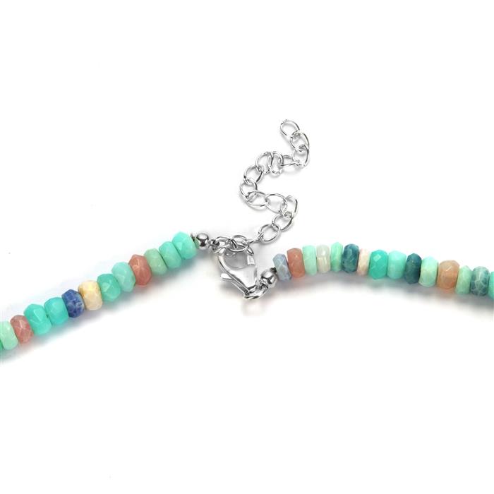 Natural Diamond Faceted Peruvian Opal Sterling Silver Necklace | Gemporia