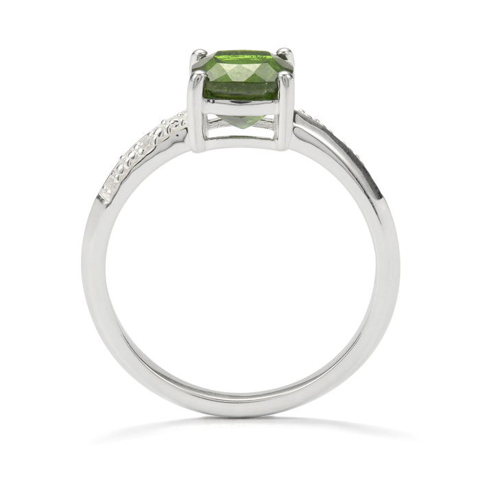 Chrome Diopside Ring With White Zircon In Sterling Silver 1 71cts
