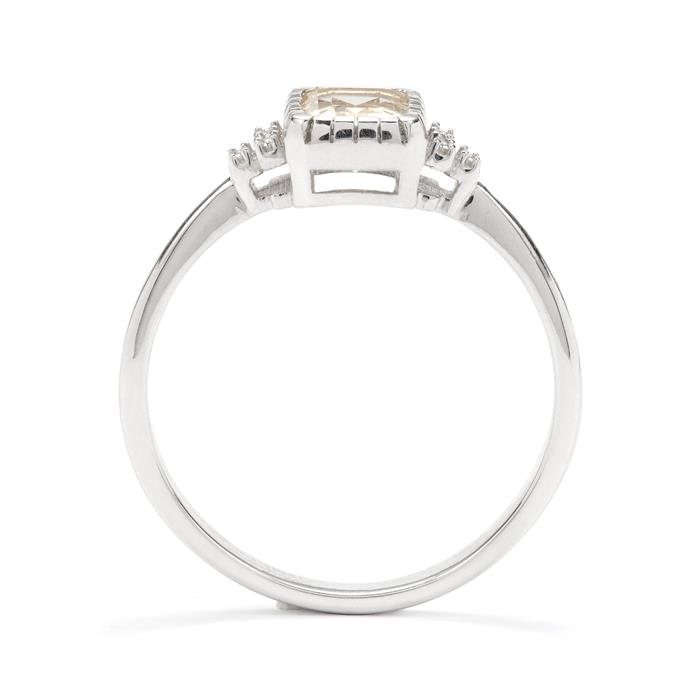 Champagne Danburite Ring with White Zircon in Sterling Silver 1ct ...