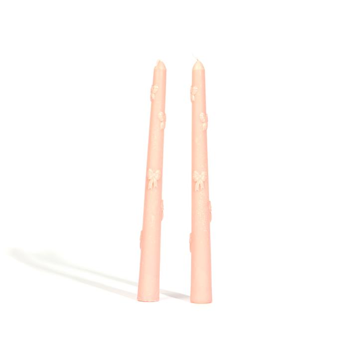 Kimbie Home 'Bowtique' Bow Embossed 2 x Soy Taper Candles (100g ...