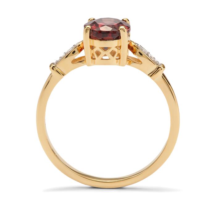 Red Zircon Ring with White Zircon in 9K Gold 2.62cts | Gemporia