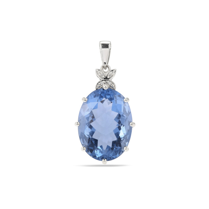 Colour Change Fluorite Pendant with White Zircon in Sterling Silver 21 ...