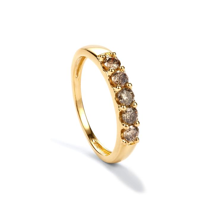 Argyle Champagne Diamond Ring in 9K Gold 0.51ct | Gemporia