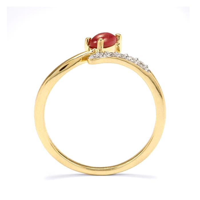 Greenland Ruby Ring with Canadian Diamond in 9K Gold 0.45cts | Gemporia
