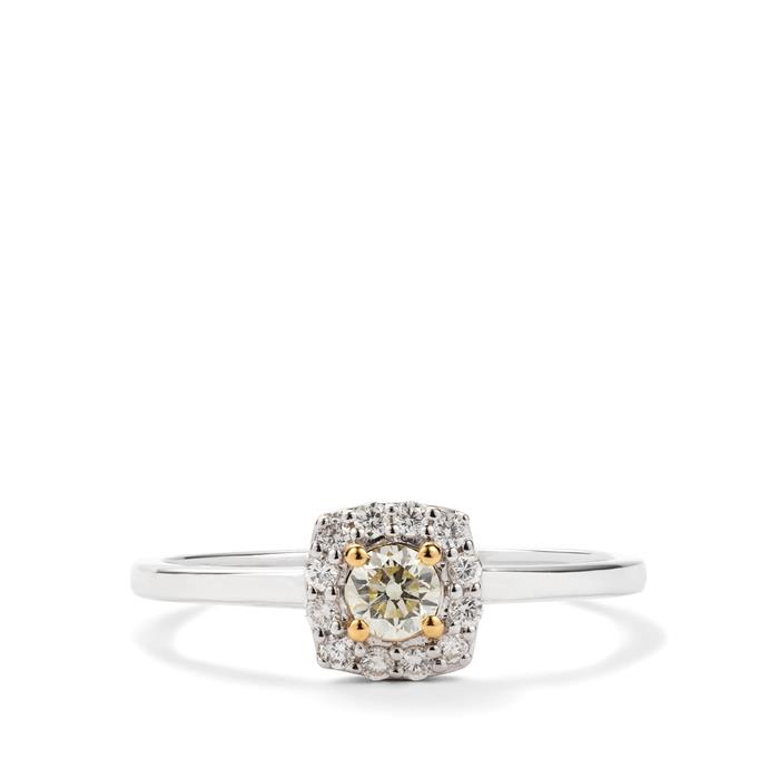 Yellow Diamond Ring with White Diamond in 9K White Gold 0.34ct | Gemporia
