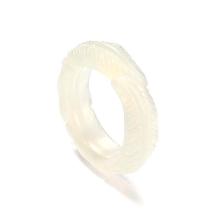 White Agate Carved Ring 14.55cts | Gemporia