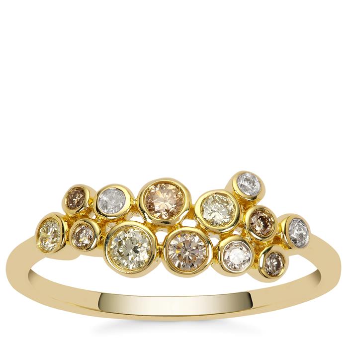 Golden Ivory Diamonds Ring with Multi Diamonds in 9K Gold 0.36cts ...