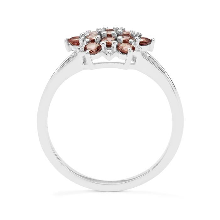 Red Zircon Ring with White Zircon in Sterling Silver 1.46cts | Gemporia