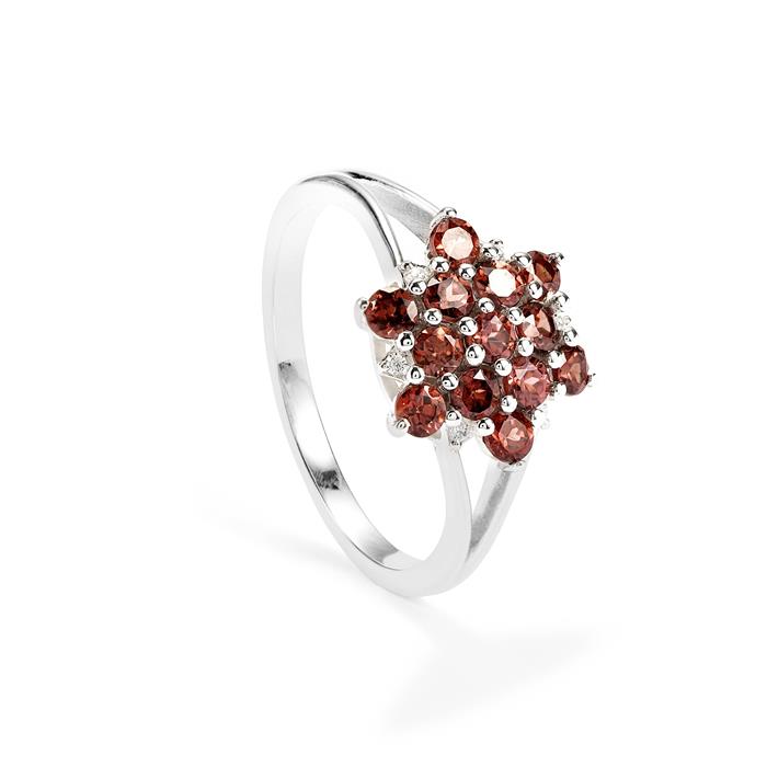 Red Zircon Ring with White Zircon in Sterling Silver 1.46cts | Gemporia