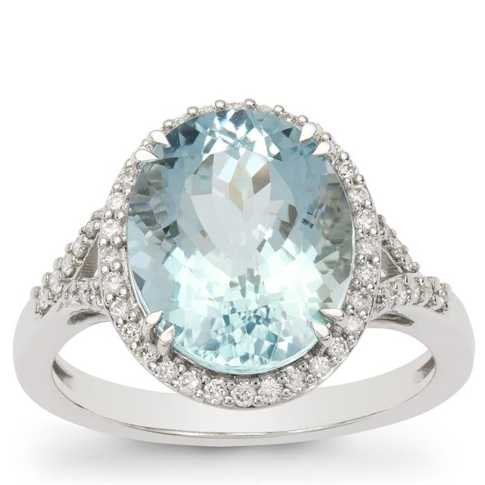 Aquamarine Diamond Platinum 950 Lorique Ring MTGW 4.94cts