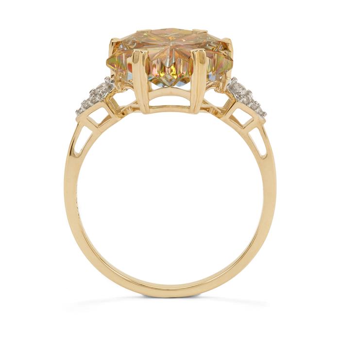 Snowflake Cut Twilight Topaz Ring with White Zircon in 9K Gold 5.70cts ...