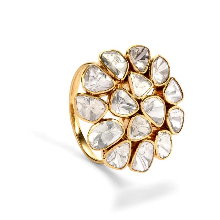 Polki Diamond Ring in 9K Gold | Gemporia