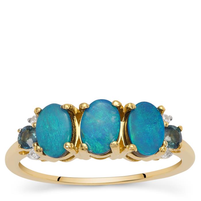 Crystal Opal on Ironstone, Australian Blue Sapphire Ring with White ...