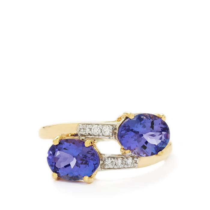 AAA Tanzanite & Diamond 18k Gold Tomas Rae Ring MTGW 3.04cts | Gemporia