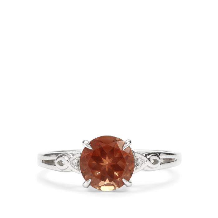 Peach Parti Oregon Sunstone Ring with White Zircon in Sterling Silver 1 ...