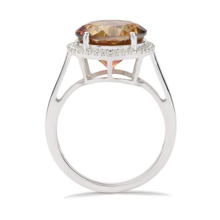 Purple Fire Topaz Ring with White Zircon in Sterling Silver 8.20cts ...