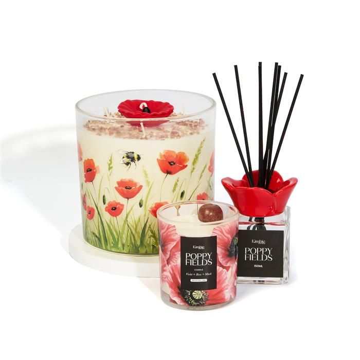 Kimbie Home Poppy Fields 150ml Diffuser with Strawberry Quartz | Gemporia