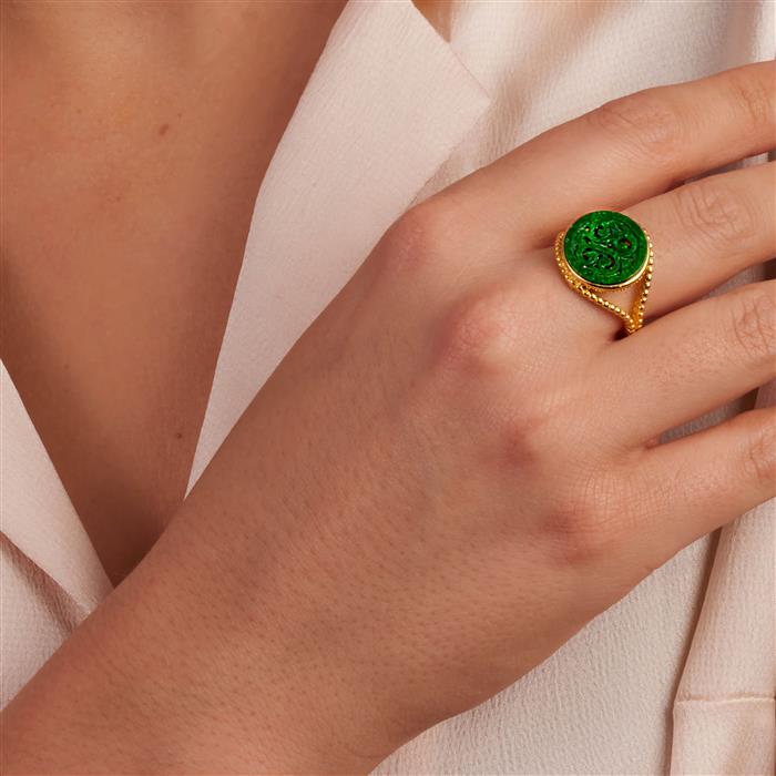 Type A Gan’Qing Jadeite Ring in Gold Tone Sterling Silver 2cts | Gemporia