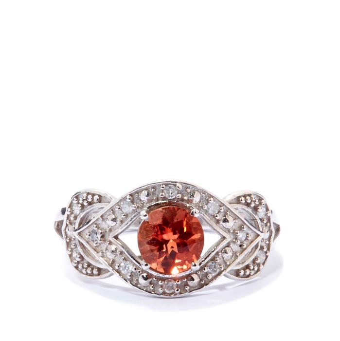 Mongolian Andesine & Diamond 9K White Gold Ring ATGW 0.87cts | Gemporia