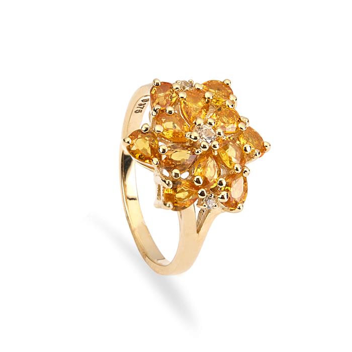 Bang Kacha Sapphire Ring with White Zircon in 9K Gold 2.27cts | Gemporia